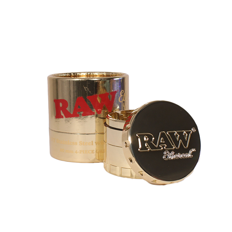 RAW Ethereal Gold-Plated Stainless Steel Grinder – Exclusive Smokes